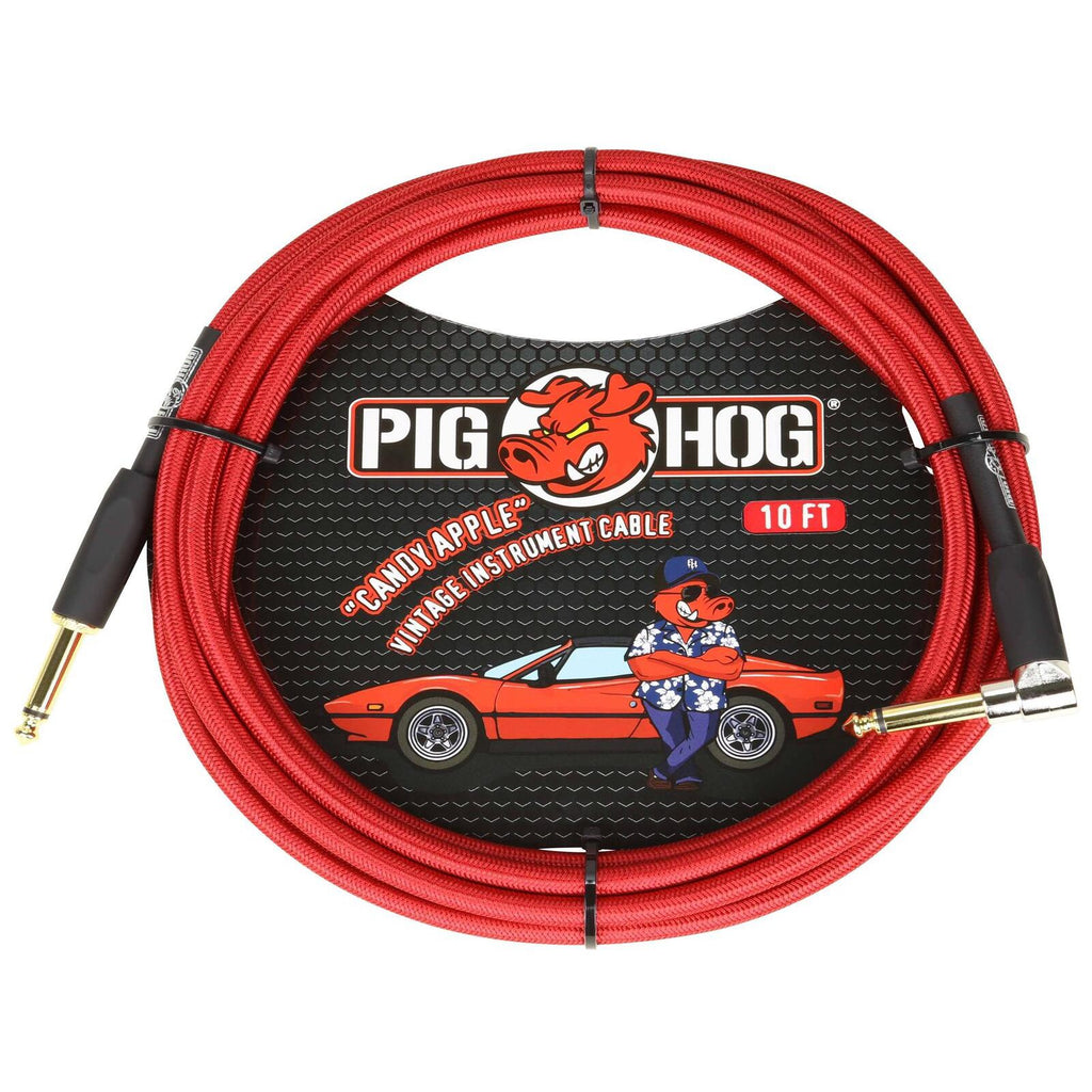 Pig Hog "Candy Apple Red" Instrument Cable, 10ft Right angle